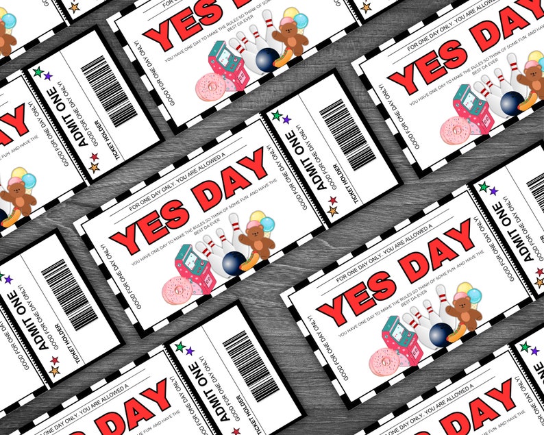 Printable Yes Day Ticket Template, Yes Day Voucher, Yes Day Gift Ticket ...