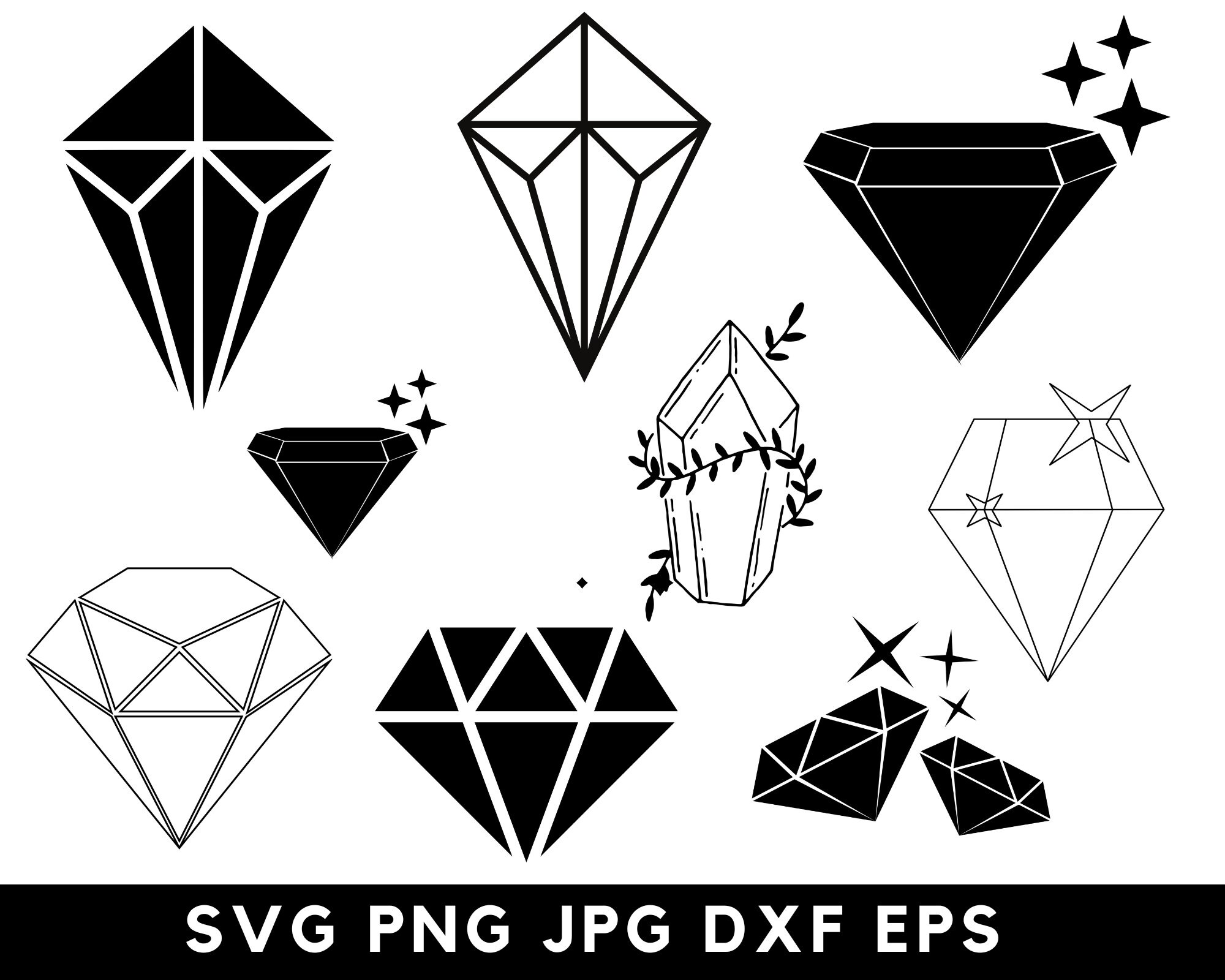 Diamond Svg Bundle, Diamond Clipart, Diamond Png, Diamond Svg, Diamond ...