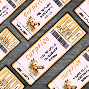 Printable Horse Riding Surprise Ticket, Horseback Riding Ticket, Ticket ...