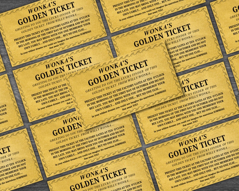 Buy Printable Wonka's Golden Ticket Template, Ticket Template, Editable ...