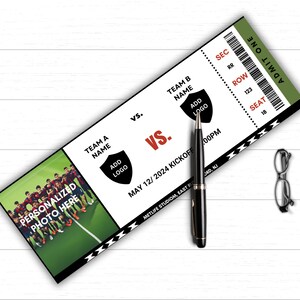 Customizable Football Ticket Template, Birthday Gift, Football Lovers ...