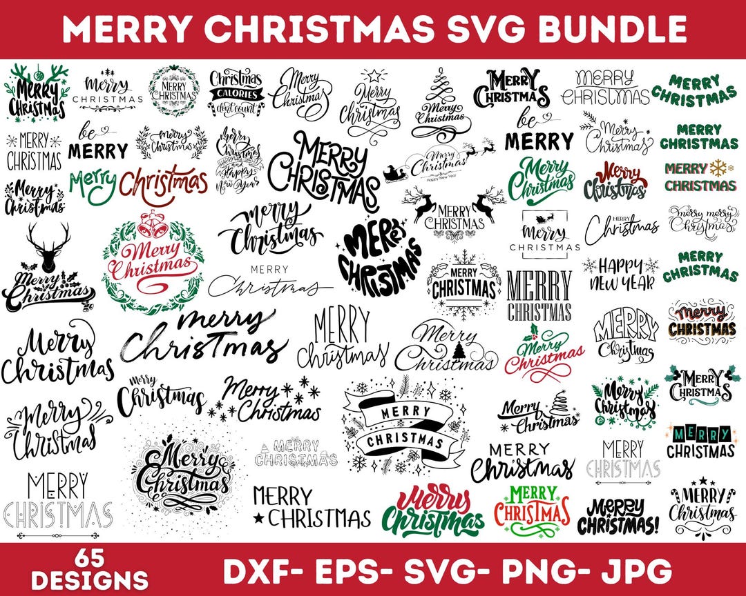 Merry Christmas Text Svg Bundle, Merry Christmas Svg, Christmas Svg ...