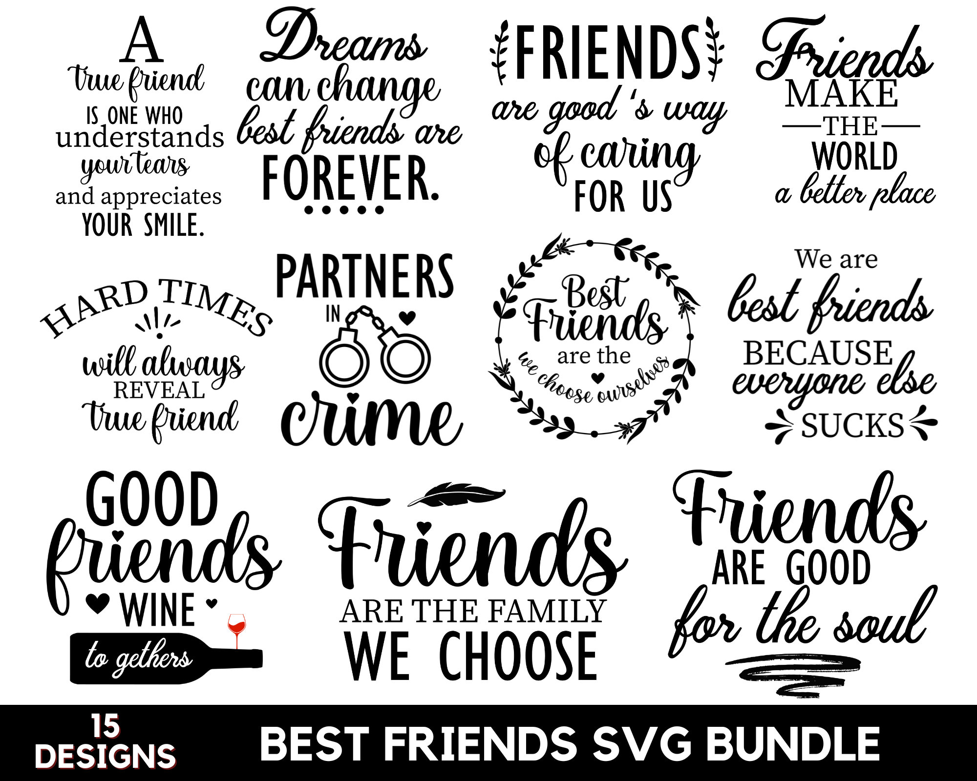 Best Friends Svg Bundle, Friendship Svg, Friendship Quotes Svg, Besties ...