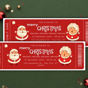 Merry Christmas Ticket Template, Editable Christmas Ticket, Christmas ...