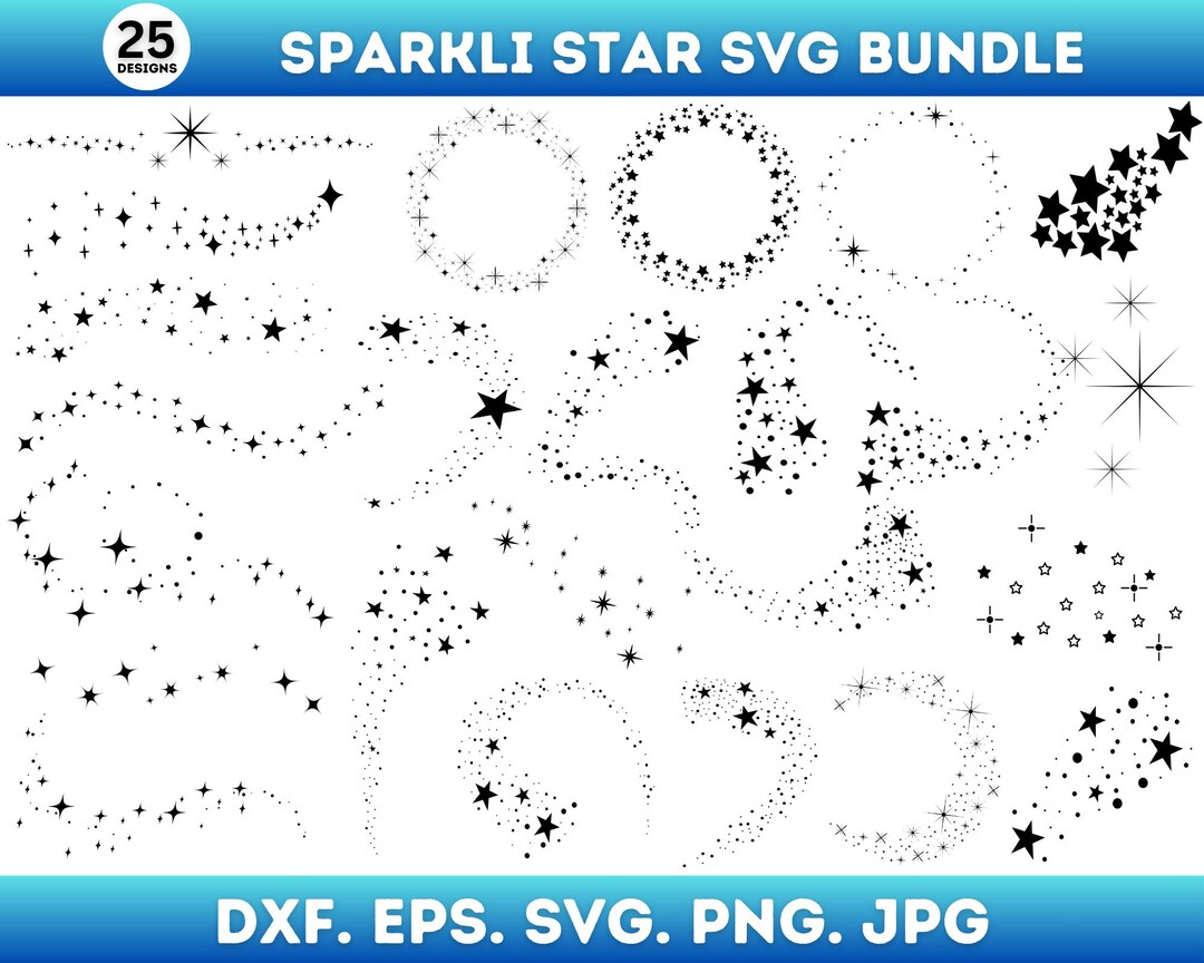 Sparkle Stars Svg Bundle, Stars Svg, Sparkle Stars Png, Stars Png, Cricut Cut Files, Silhouette ...