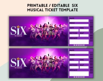 Editable Six Broadway Surprise Ticket Template, Musical Theatre Show ...