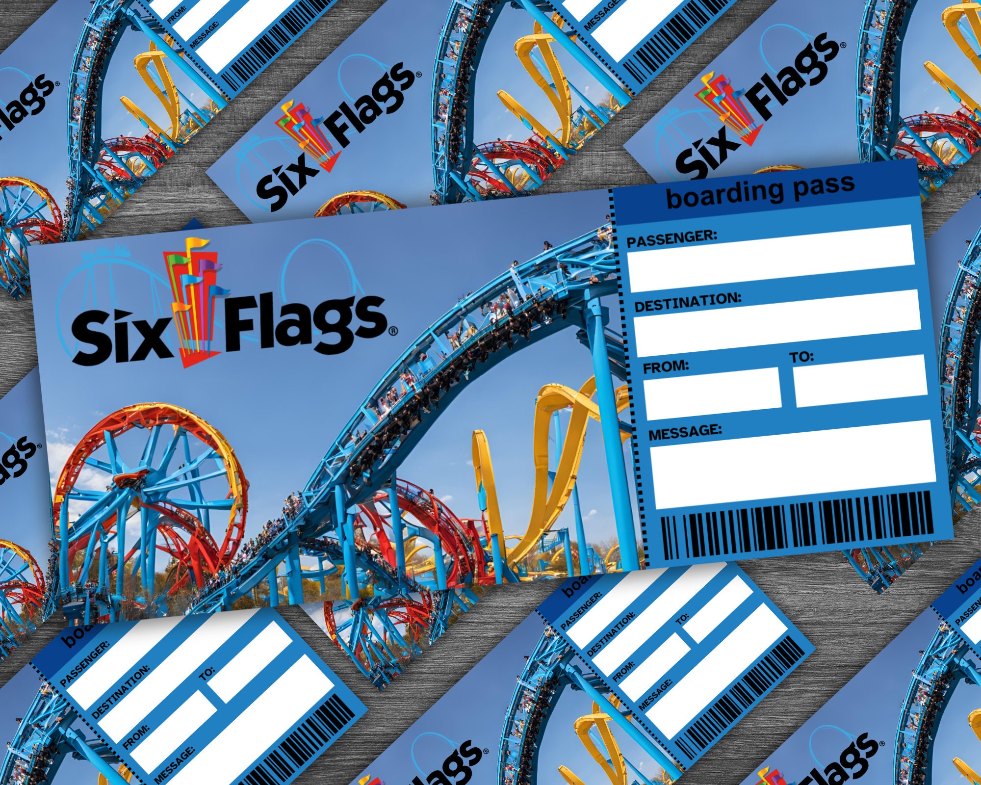 Editable Six Flags Gift Ticket Template, Boarding Pass Ticket, Trip ...