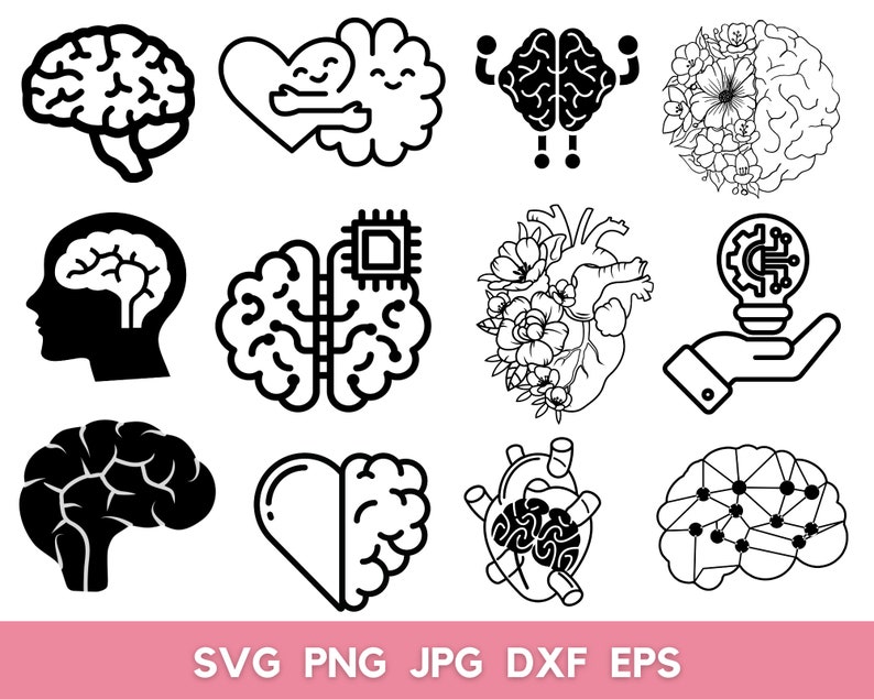 25 Designs Brain Svg Bundle, Brain Png Bundle, Brain Clipart, Brain ...