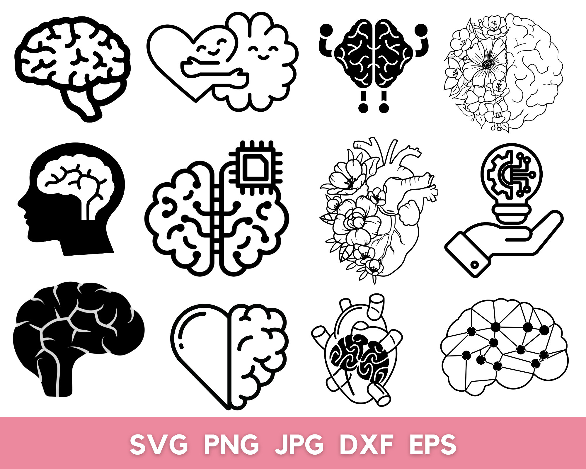 25 Designs Brain Svg Bundle, Brain Png Bundle, Brain Clipart, Brain ...