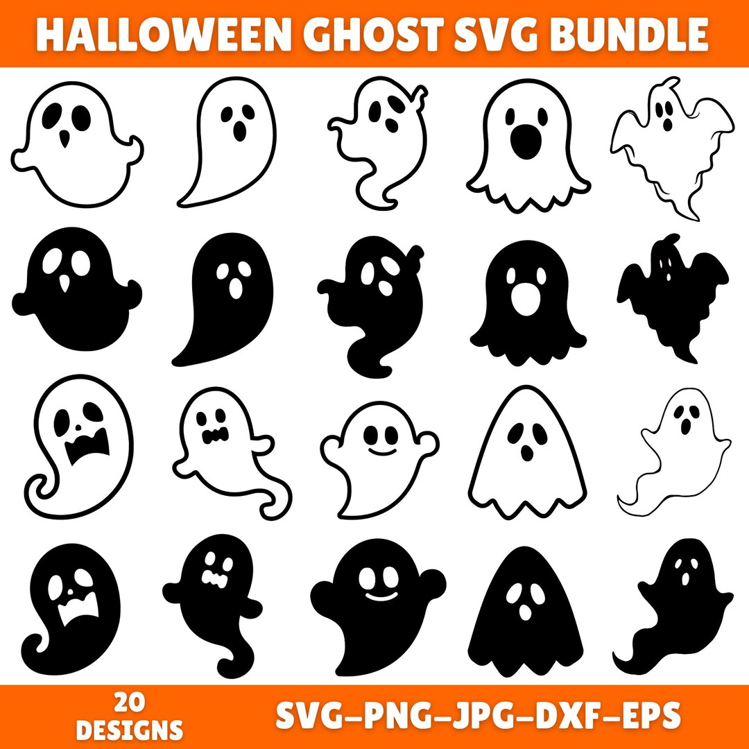 Halloween Svg Bundle, Ghost Svg, Ghost Svg Bundle, Ghost Cliparts, Cute ...