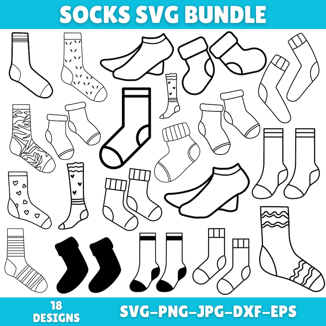 Socks Svg Bundle, Socks Png, Socks Clipart, Clothing Svg, Fashion Socks ...