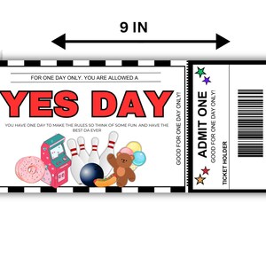 Printable Yes Day Ticket Template, Yes Day Voucher, Yes Day Gift Ticket ...