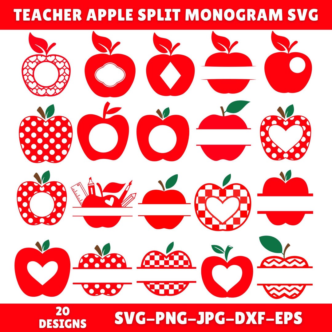 Teacher Monogram SVG Bundle, Teacher Name Svg, Teacher Split Monogram ...