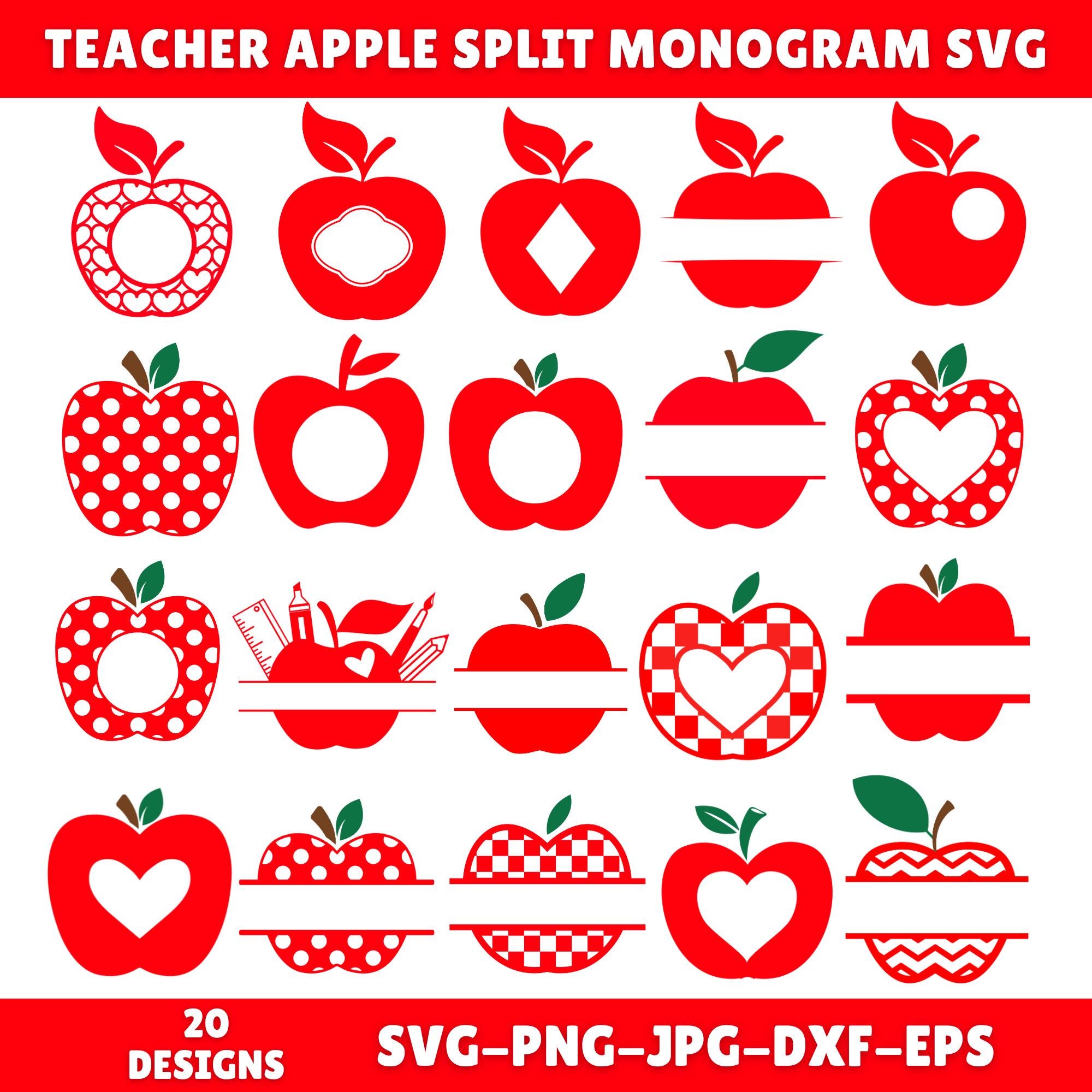 Teacher Monogram SVG Bundle, Teacher Name Svg, Teacher Split Monogram ...