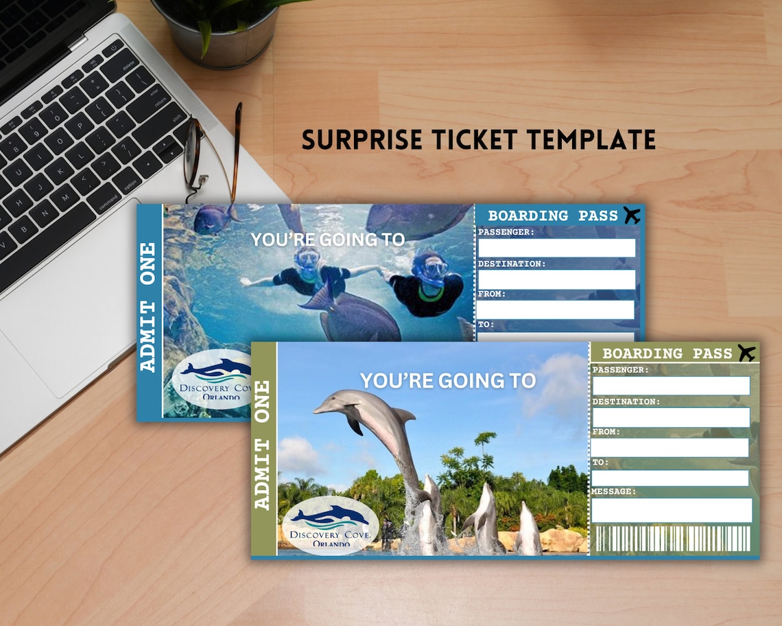 Printable Discovery Cove Surprise Ticket Template, Amusement Park ...