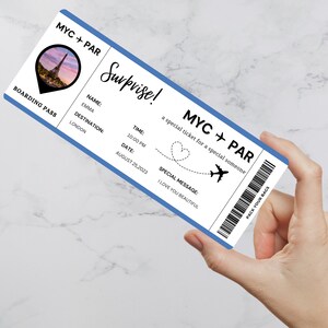 Editable Boarding Pass Template, Personalized Airline Ticket, Printable ...