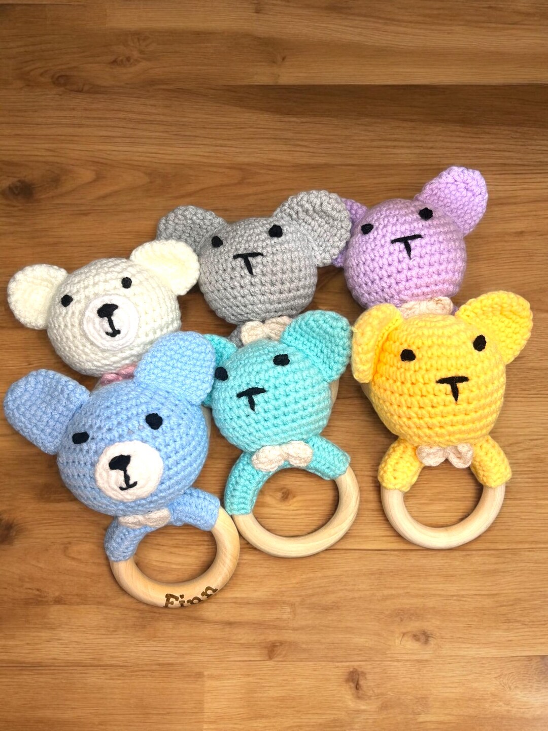 Teddy Bear Rattle With Name, Personalized Gift Idea, Baby Shower, Birth ...