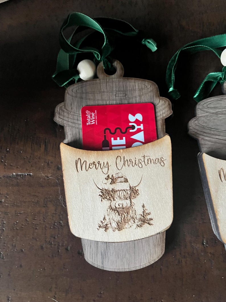 Personalized Gift Card Holder, Coffee Cup Ornament With Designs - Etsy