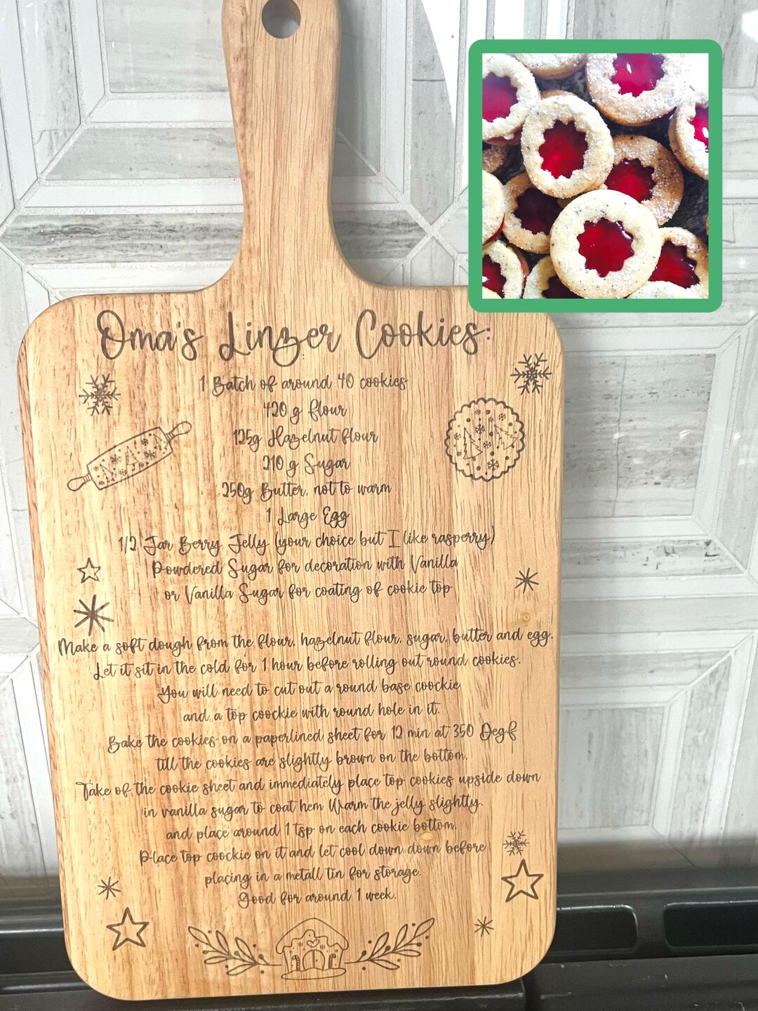 Personalized Oak Cutting Board With Laser Engraved Cookie Recipe - Etsy