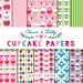 Cupcake Digital scrapbook papers for birthday invites | Etsy