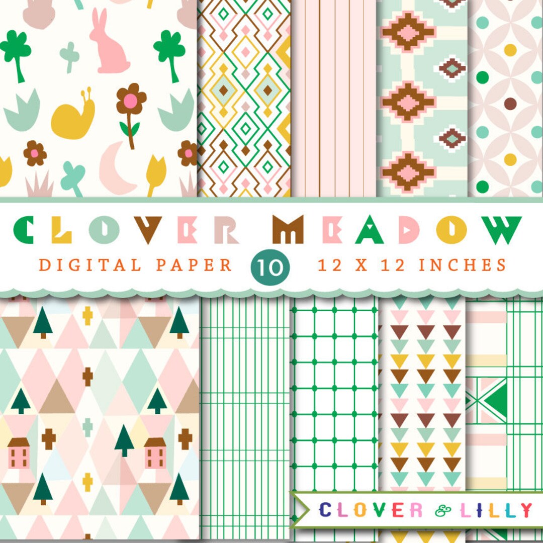 Clover Meadow Digital Paper in Neutral Colors, Southwestern Color ...