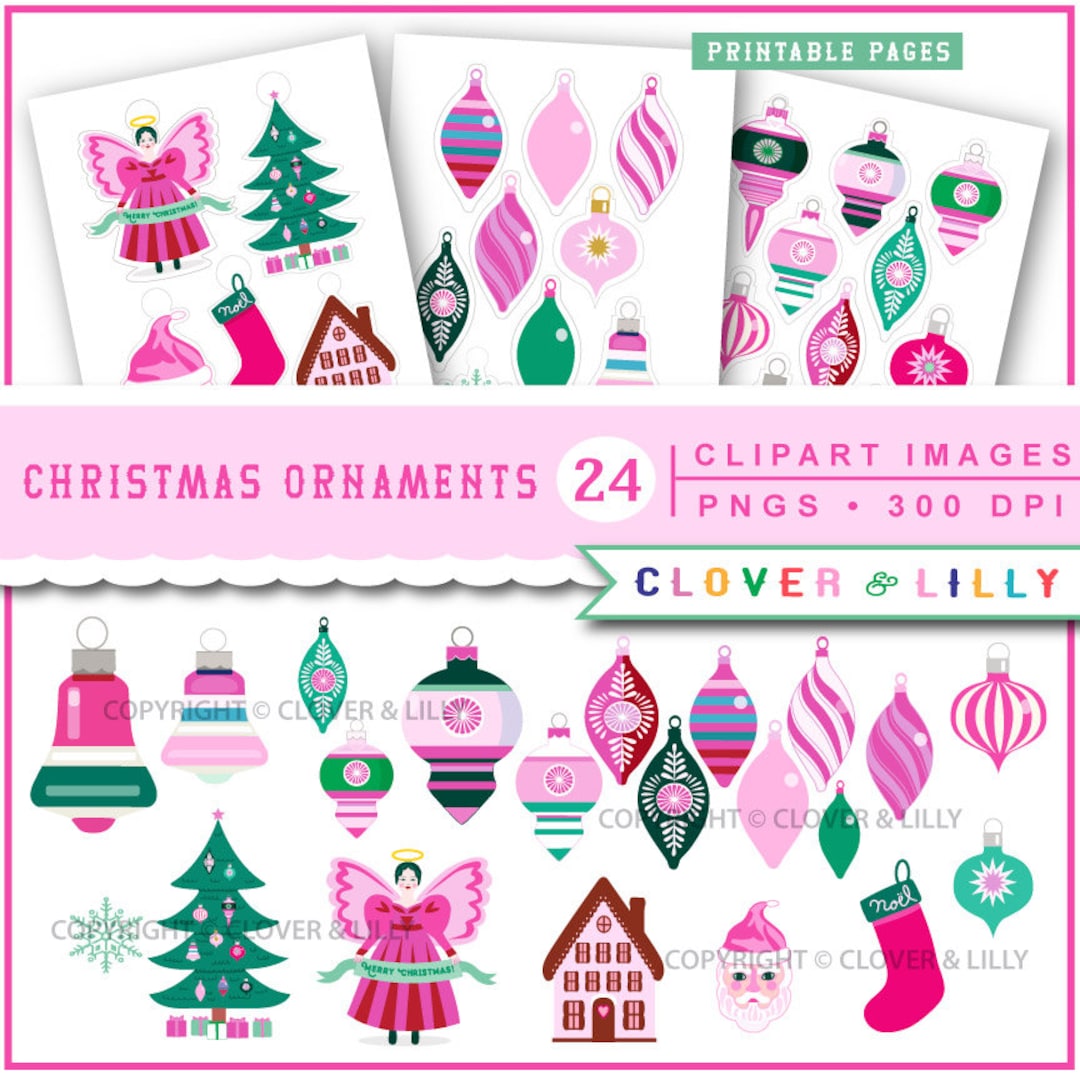 Christmas Ornaments Clipart for Cards, Scrapbooking, Paper Crafts ...