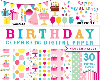 BIRTHDAY PARTY Digital Clipart Instant Download Illustration - Etsy