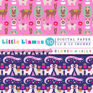Llamas Digital Paper, Cute Llamas, Alpaca, Background, Patterns ...