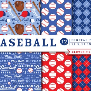 Baseball Digital Papers Scrapbooking Invites Birthday Party - Etsy