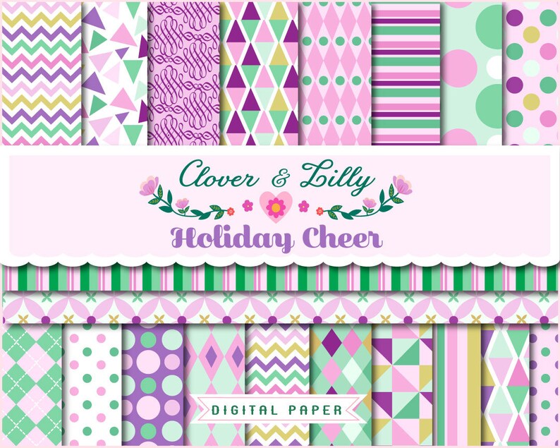 20 Holiday Cheer MOD Digital Papers for Christmas Crafts, Cards ...
