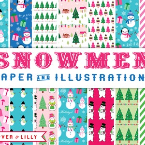 SNOWMEN CLIPART and Digital Paper for Christmas, Holiday Crafts ...