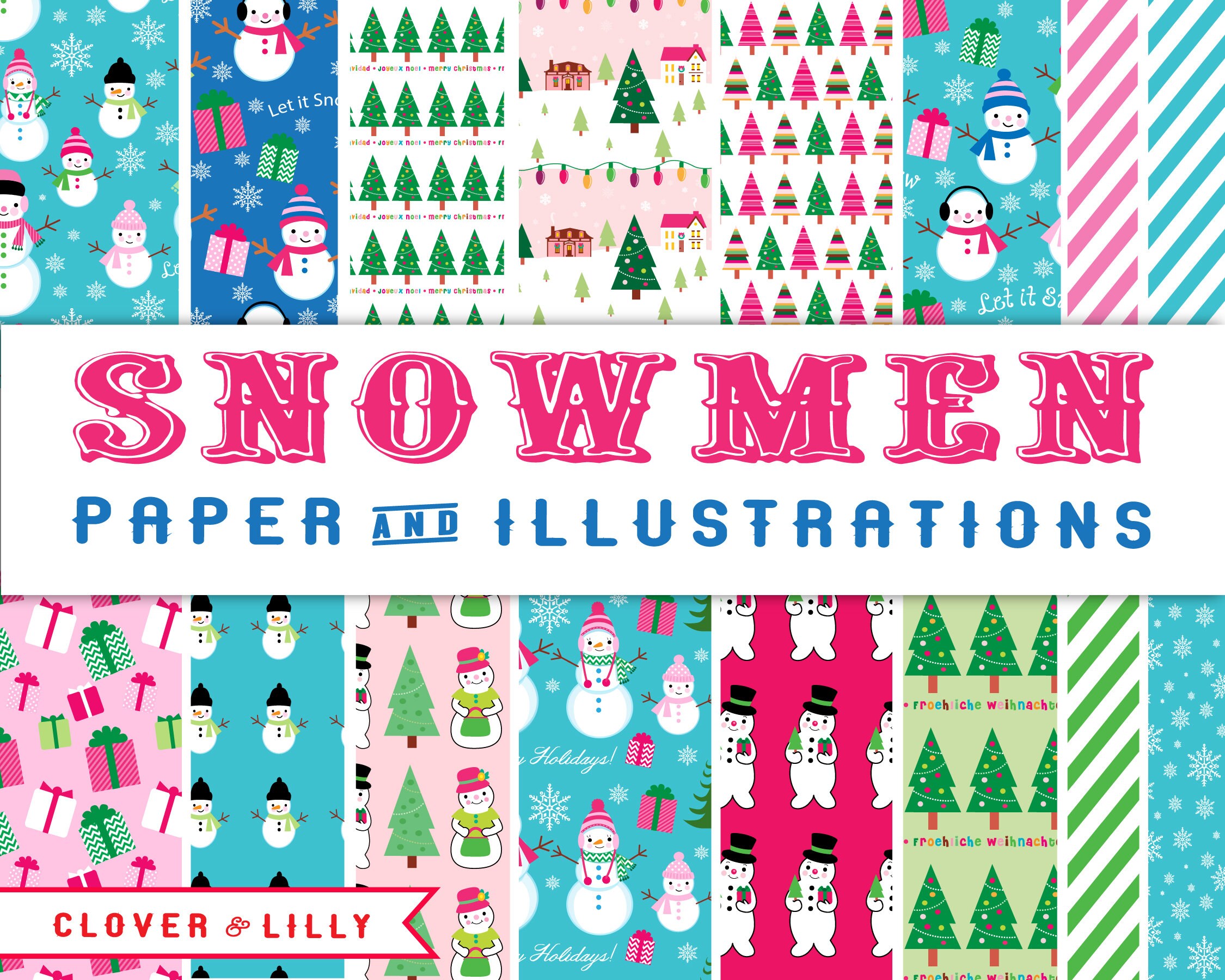 SNOWMEN CLIPART and Digital Paper for Christmas, Holiday Crafts ...