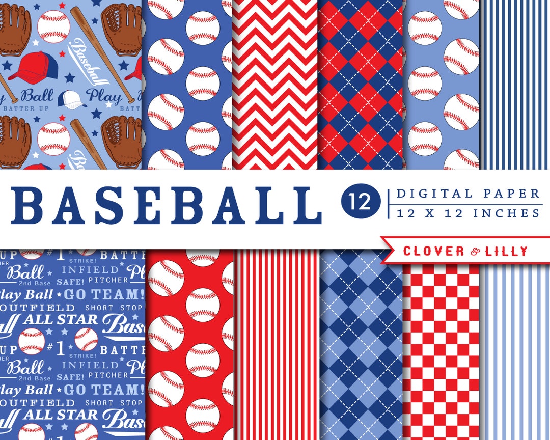 Baseball Digital Papers Scrapbooking Invites Birthday Party - Etsy