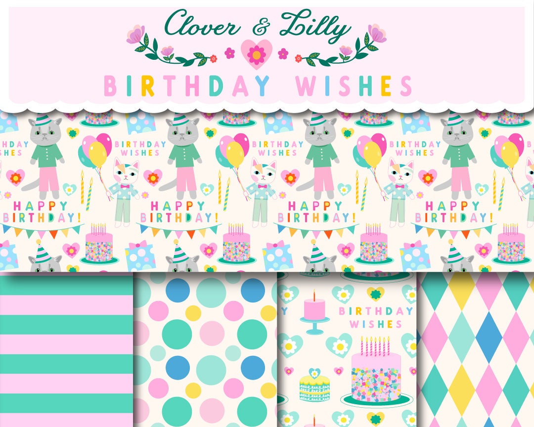 Birthday Party Digital Papers for Cards Invites Polka Dots - Etsy