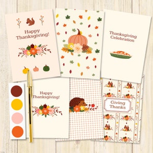 Thanksgiving Cards to Print. 6 Designs Formatted to Letter Size Paper ...