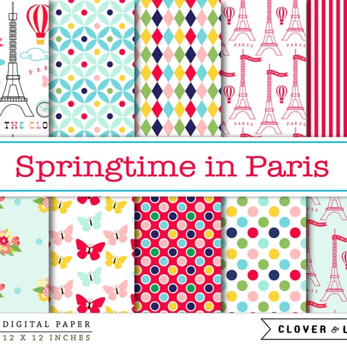 Paris Digital Paper Eiffel Tower Printable Digital Background - Etsy