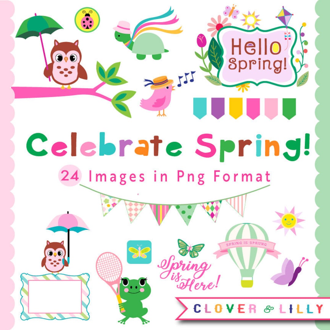 Celebrate Spring Digital Clipart in PNG Format, Instant Download ...
