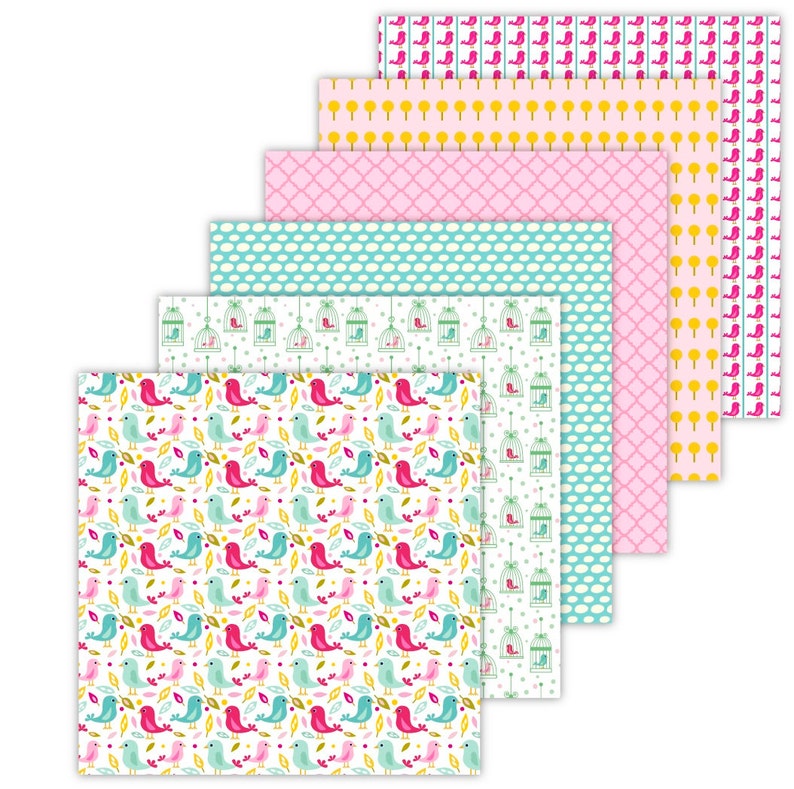 BIRDIE Digital Scrapbook Papers for Card Design Invites | Etsy