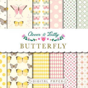 BUTTERFLY Digital Scrapbook Papers Commercial Use Included - Etsy