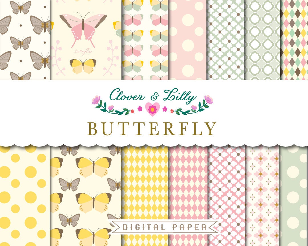 BUTTERFLY Digital Scrapbook Papers Commercial Use Included - Etsy