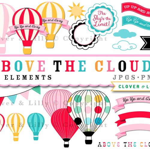 Hot Air Balloons Digital Papers Balloons Bright Colors - Etsy
