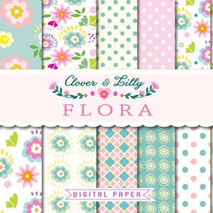 Floral Digital Paper, FLORA, Instant Download, Commercial Use ...