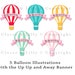 Hot Air Balloons Clipart With Bright Colors Up, Up, and Away, INSTANT ...