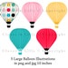 Hot Air Balloons Clipart With Bright Colors Up, Up, and Away, INSTANT ...