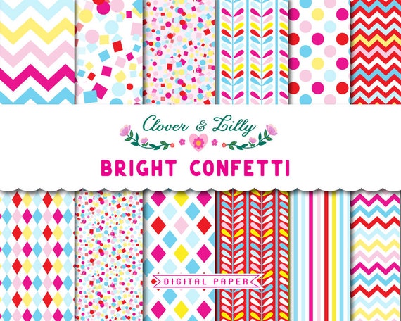 CONFETTI Digital Papers Birthday Printables Invites Cards - Etsy