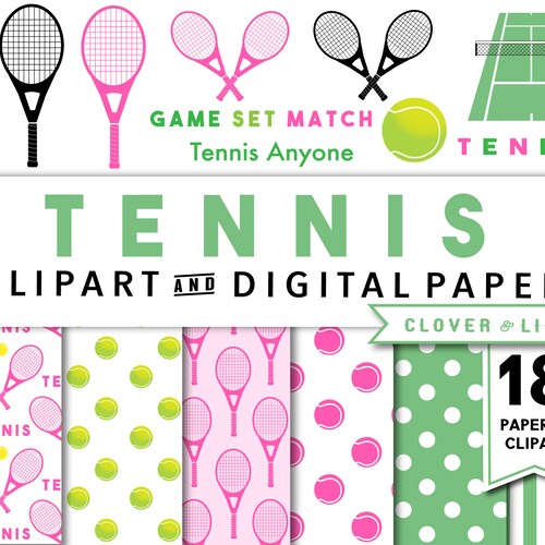 Tennis Digital Paper Printable Pink and Green Tennis - Etsy