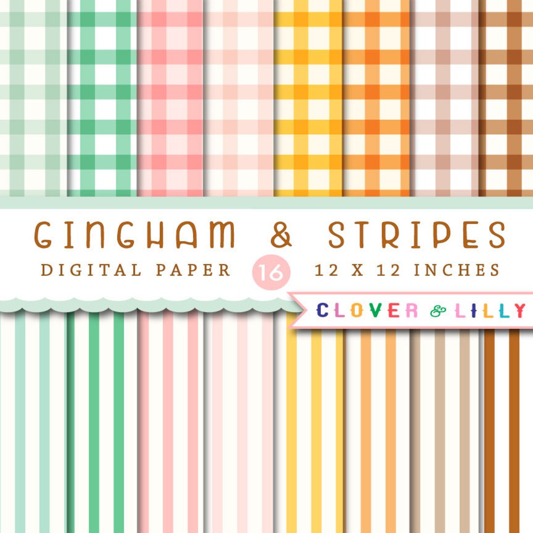 Gingham Digital Papers in Neutral Pastel Colors, Scrapbook Paper ...