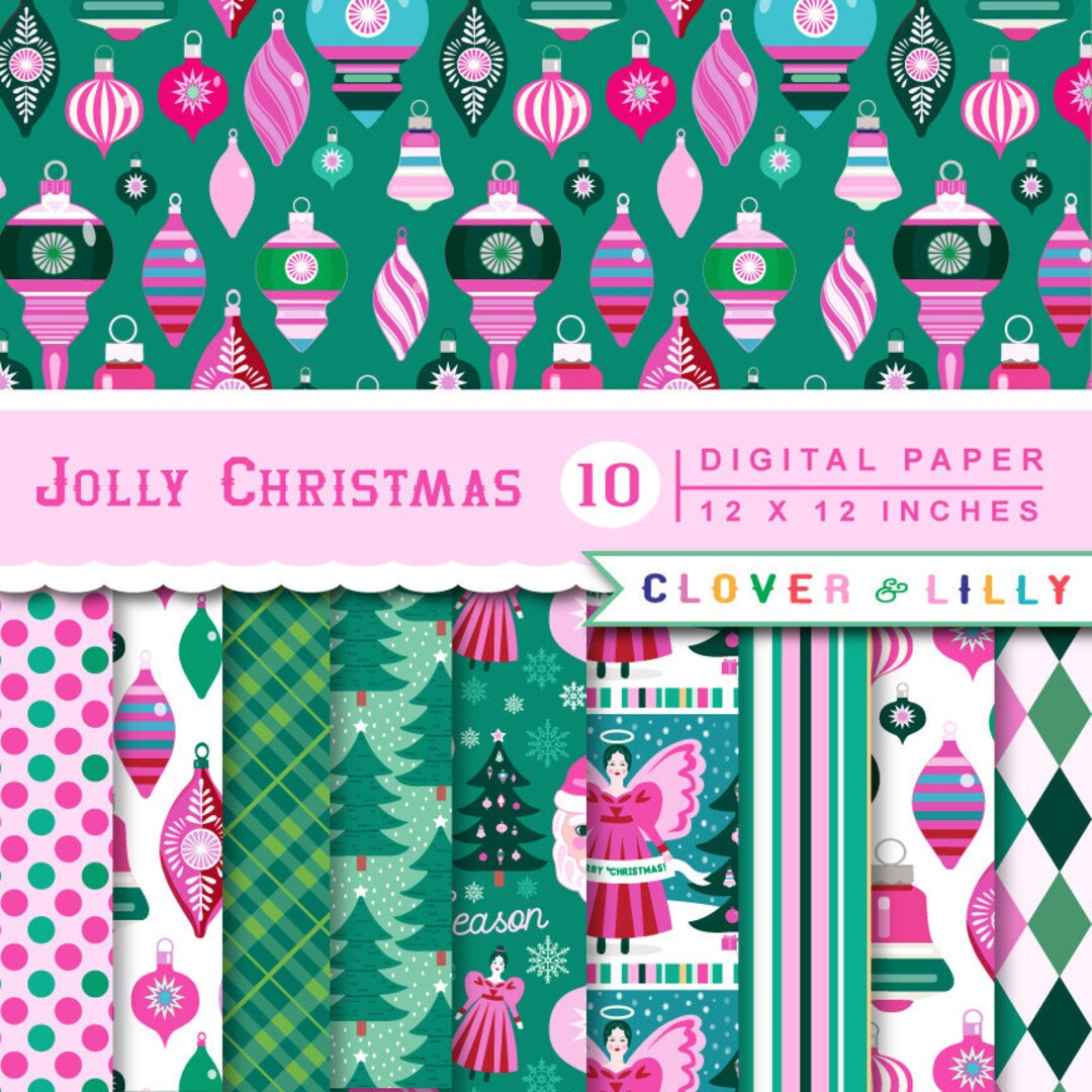 Christmas Digital Paper for Card Design, Crafts, Scrapbooking, Jolly ...