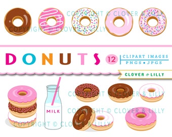 Watercolor Donut Clipart. Chocolate Donuts Sprinkles Donuts. - Etsy