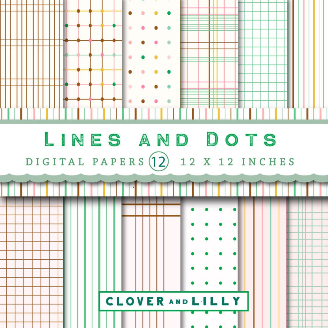 Lines and Dots Digital Paper for Cards and Scrapbooking, Papers With ...